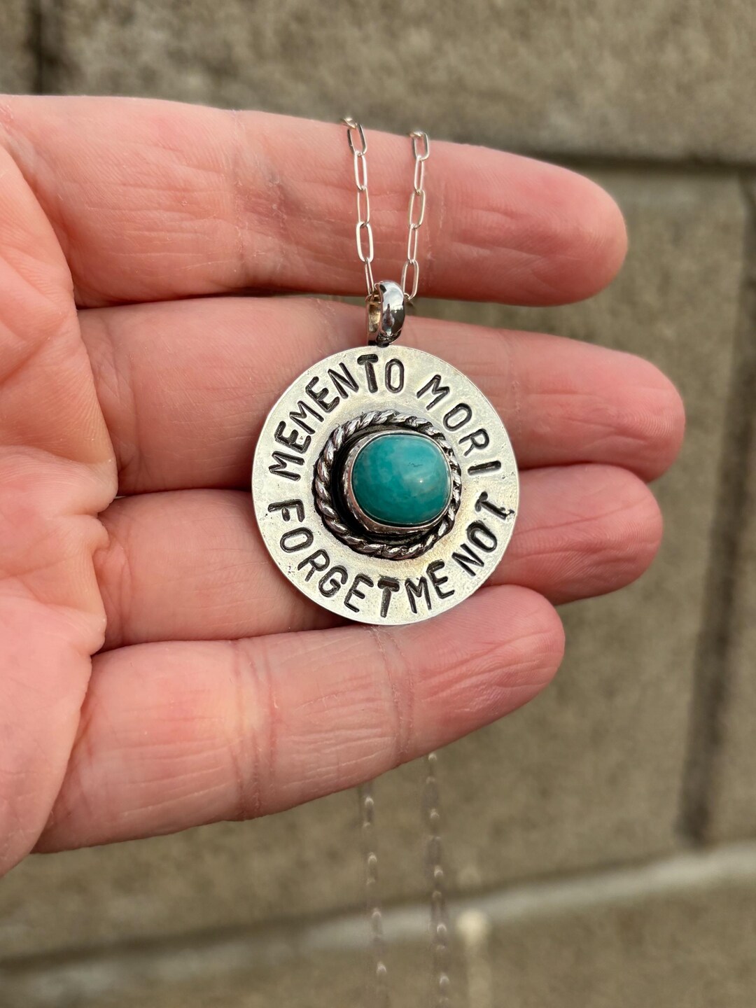 JSK 23 Amazonite Memento Mori Forget Me Not Necklace - Etsy