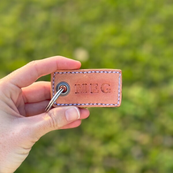 Leather Keychain - Etsy