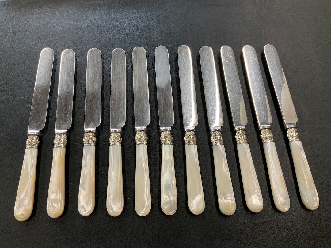 Vintage Pearl Handle Knife Set With Sterling Silver Accents in Very ...