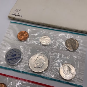1964 US Mint Uncirculated Set 10 Coins P & D Mints 90% Silver Original ...