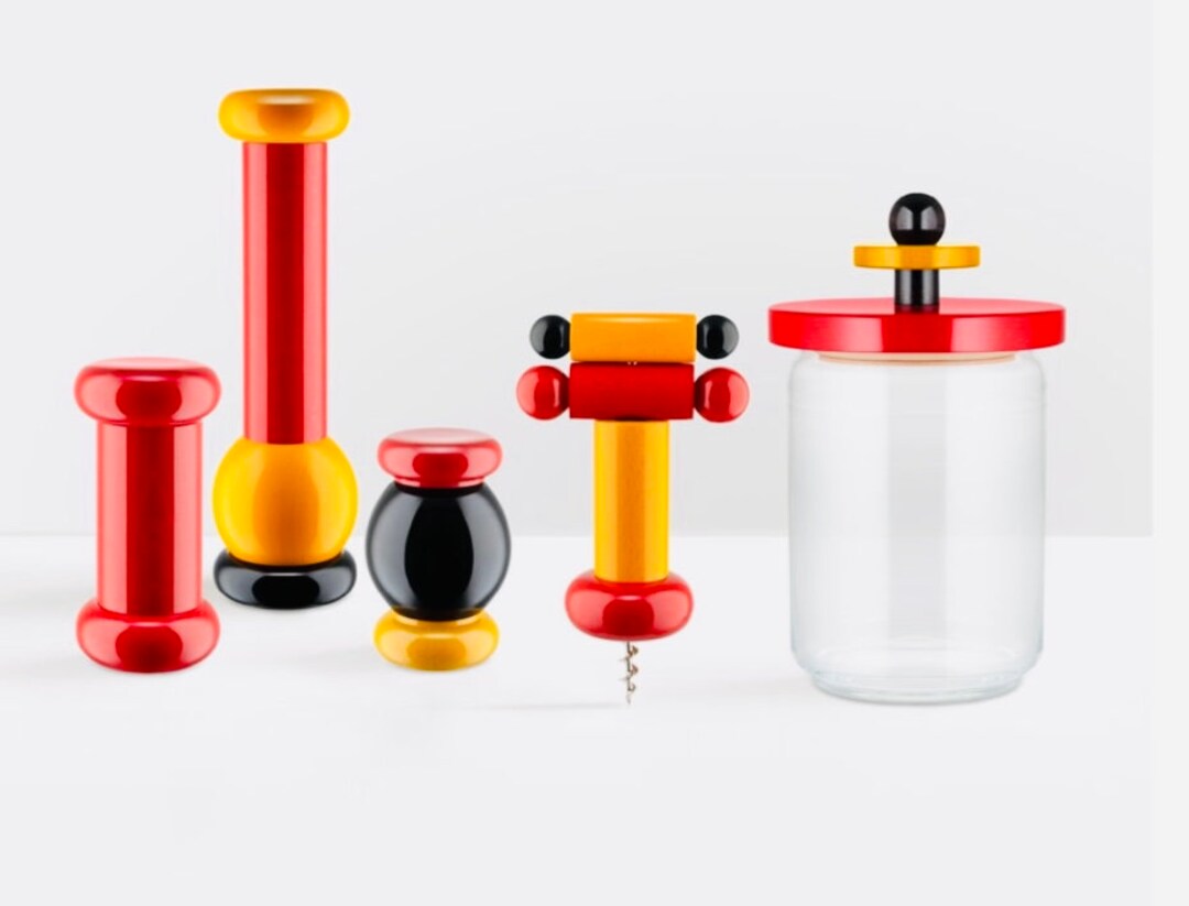 Collection complète Twergi Alessi en rouge Design Ettore Sottsass ...
