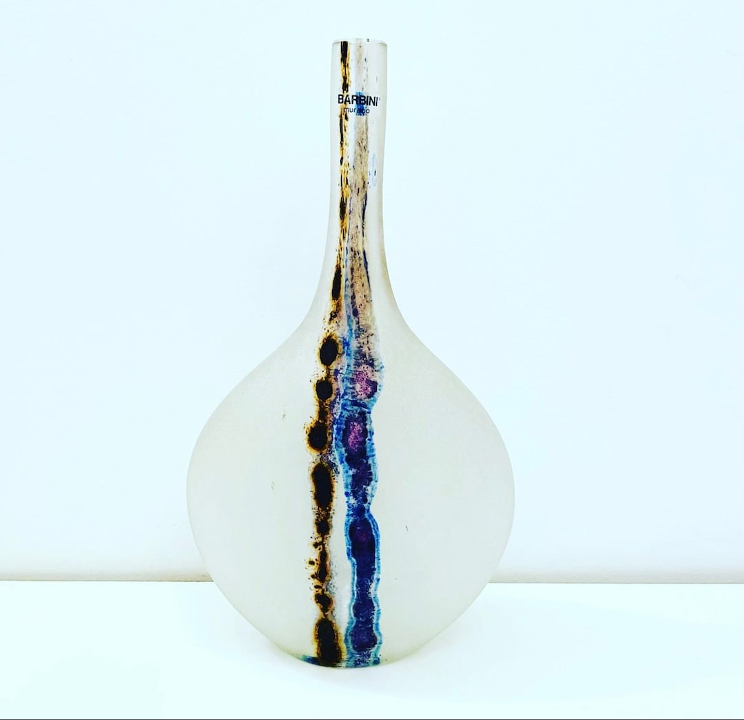 Alfredo BARBINI Murano Rare Long-necked Vase Bottle Scavo Series 60s ...