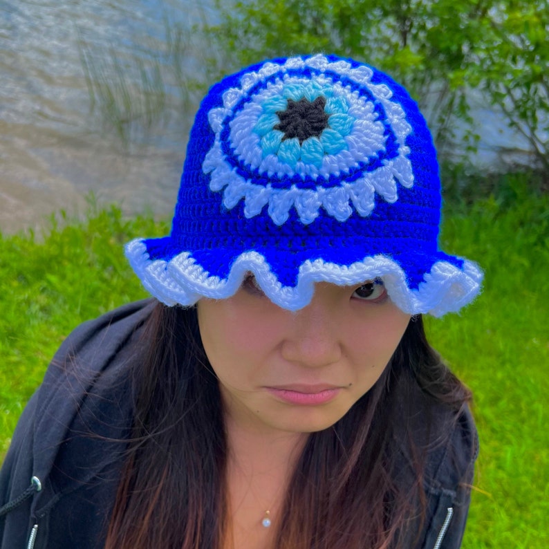 Crochet Evil Eye Bucket Hat - Etsy
