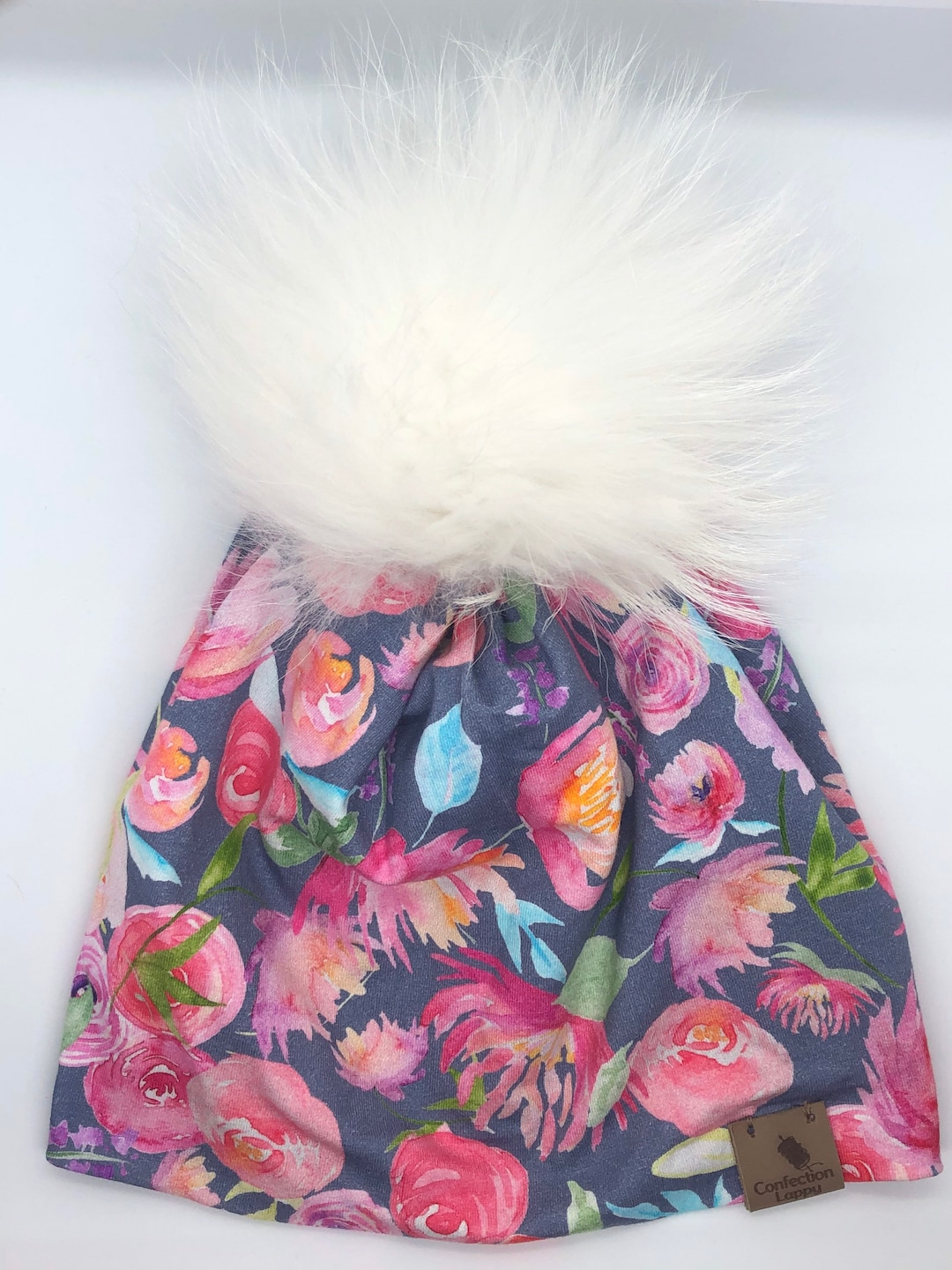 Pink Flower Tuque Blue Background - Etsy