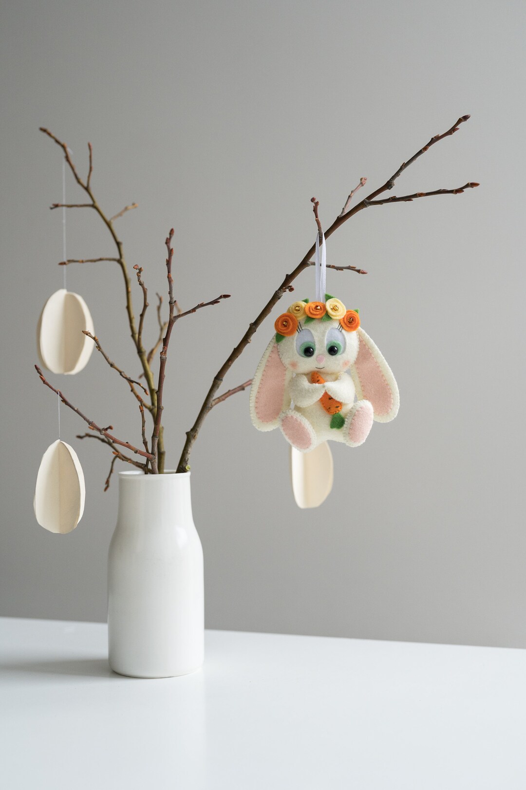 Easter Bunny Ornament, Stuffed Rabbit, Easter Table Decor - Etsy