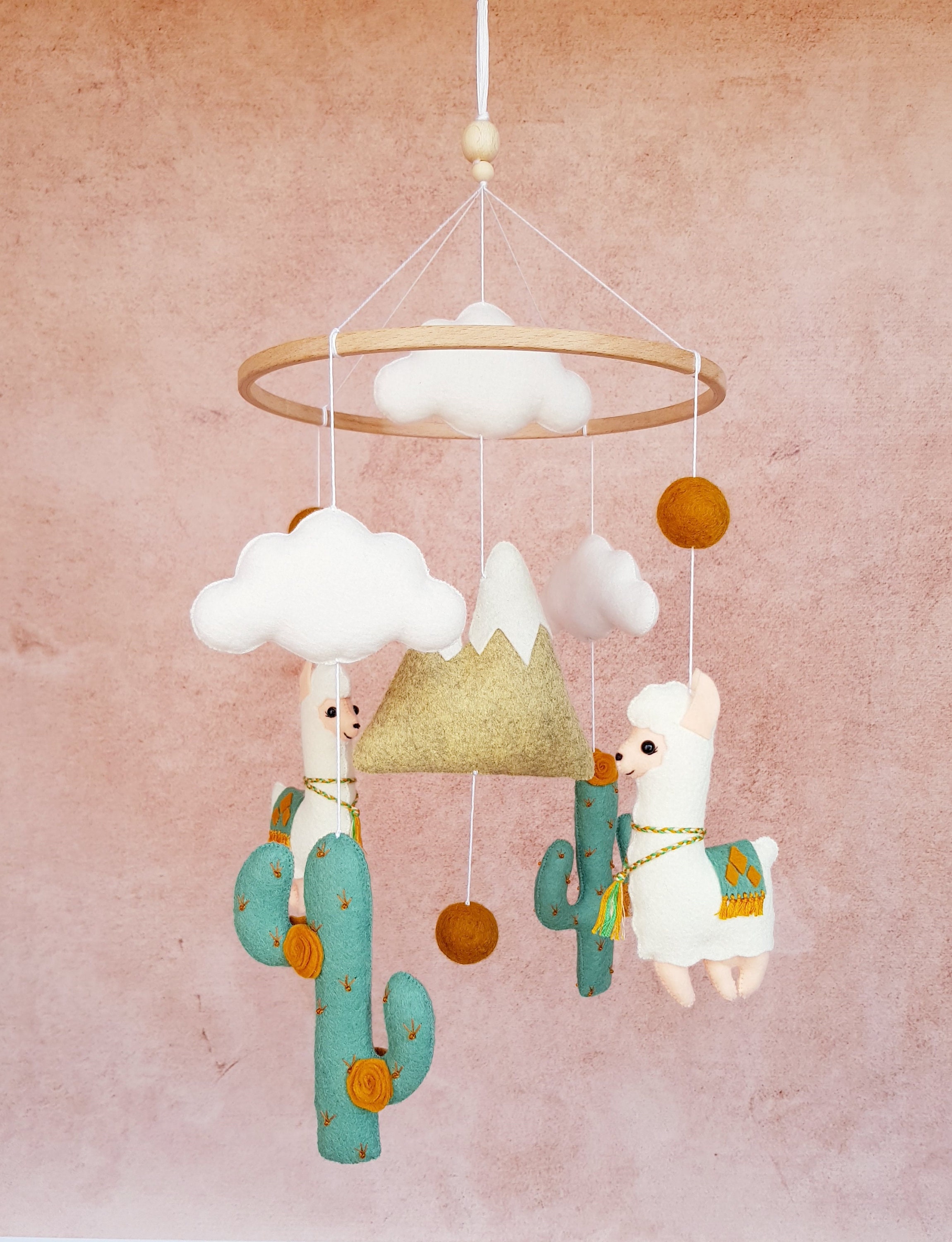 Cactus llama baby mobileneutral mobile cactus nursery decor | Etsy