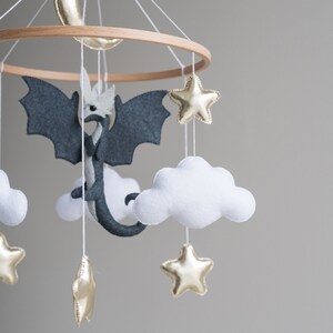 Baby Mobile Dragon, Moon and Star Mobile, Fairy Tale Nursery, Baby ...