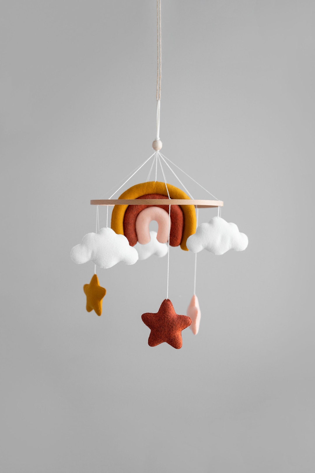 Baby Mobile Rainbow, Clouds Nursery Mobile, Neutral Baby Mobile, Mom to ...