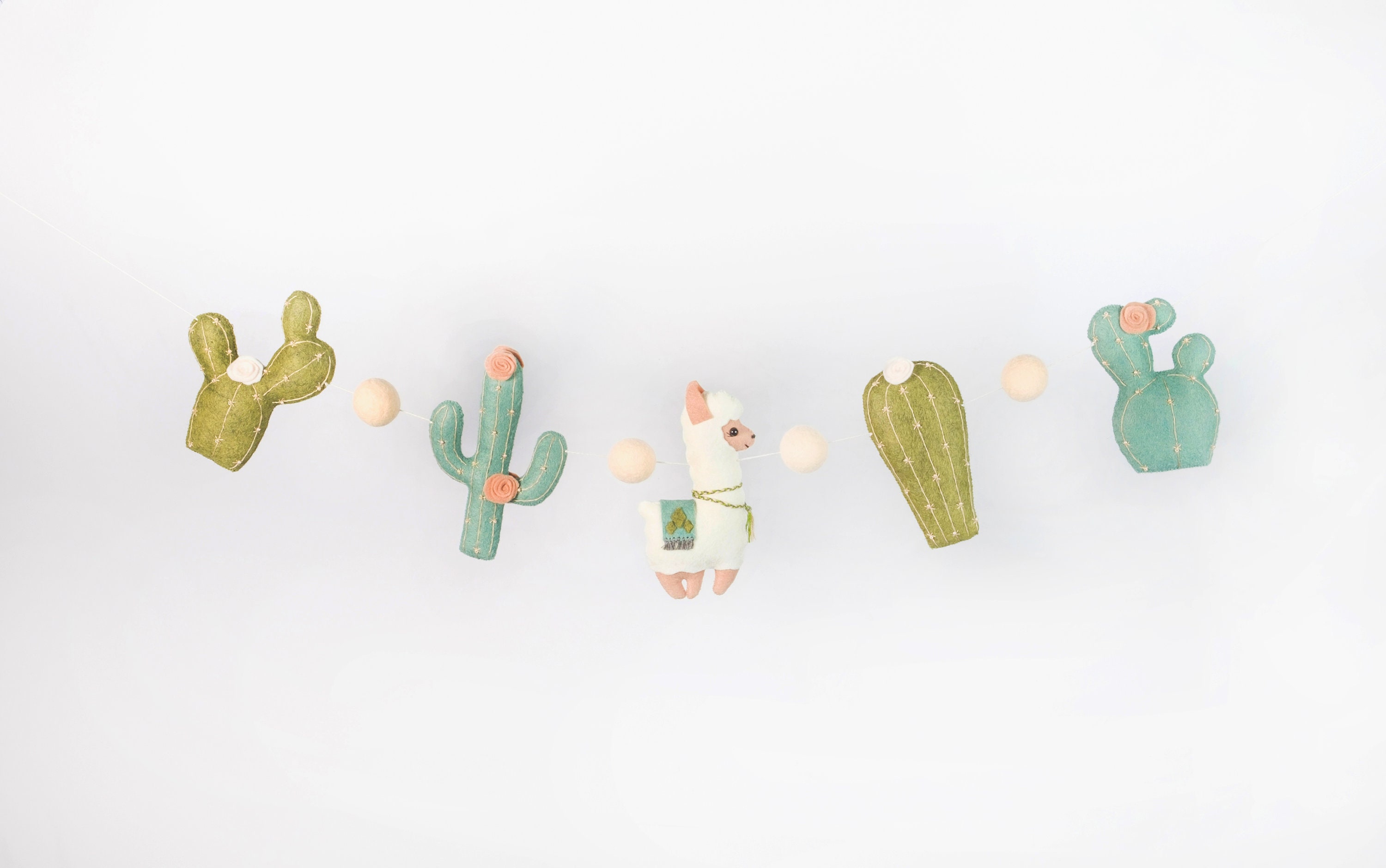 Felt Llama Cactus Garland, Desert Wall Hanging, Cactus Nursery Decor - Etsy