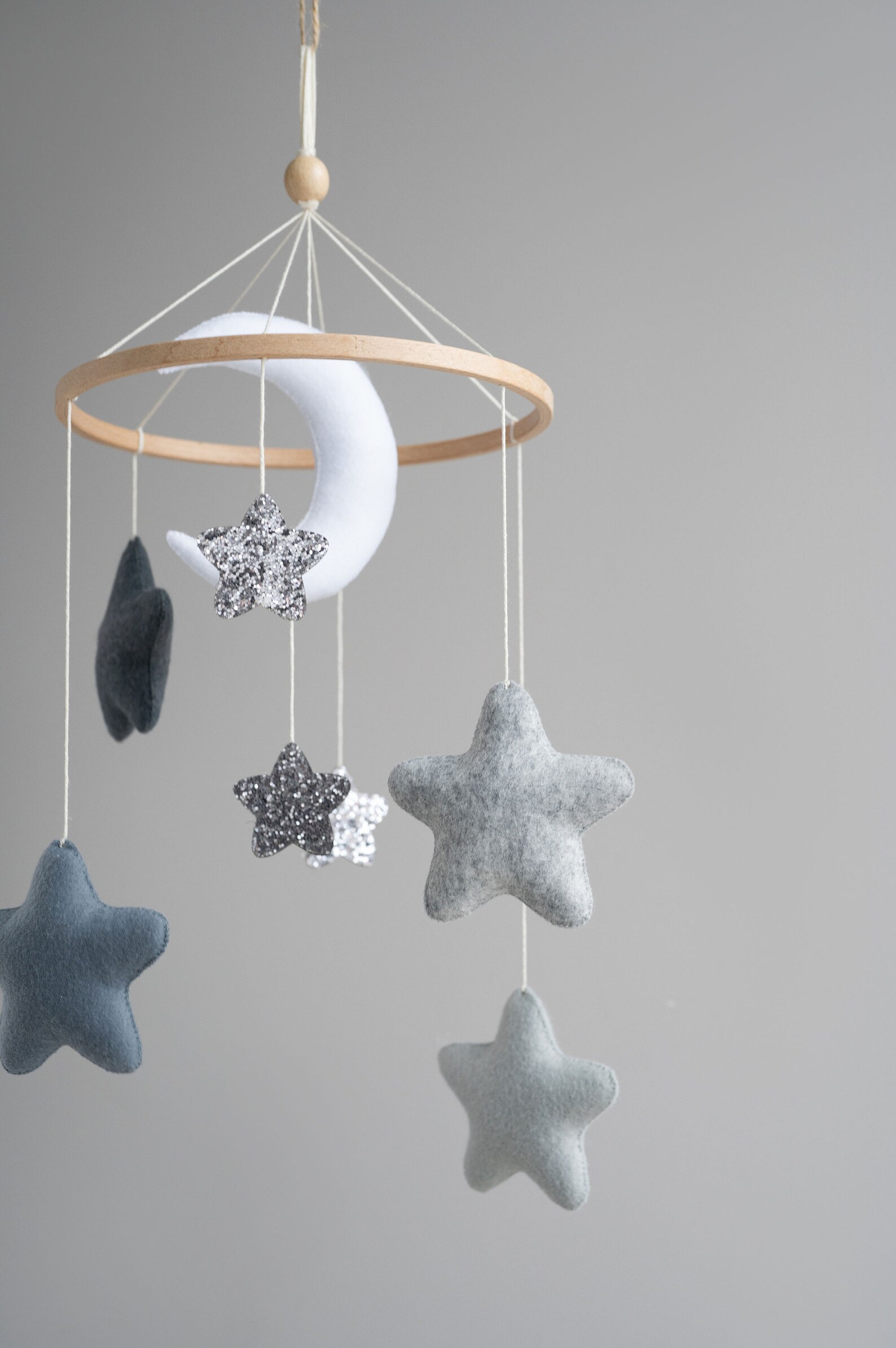 Moon and Stars Baby Mobile, Nursery Decor Neutral, Montessori Mobile ...