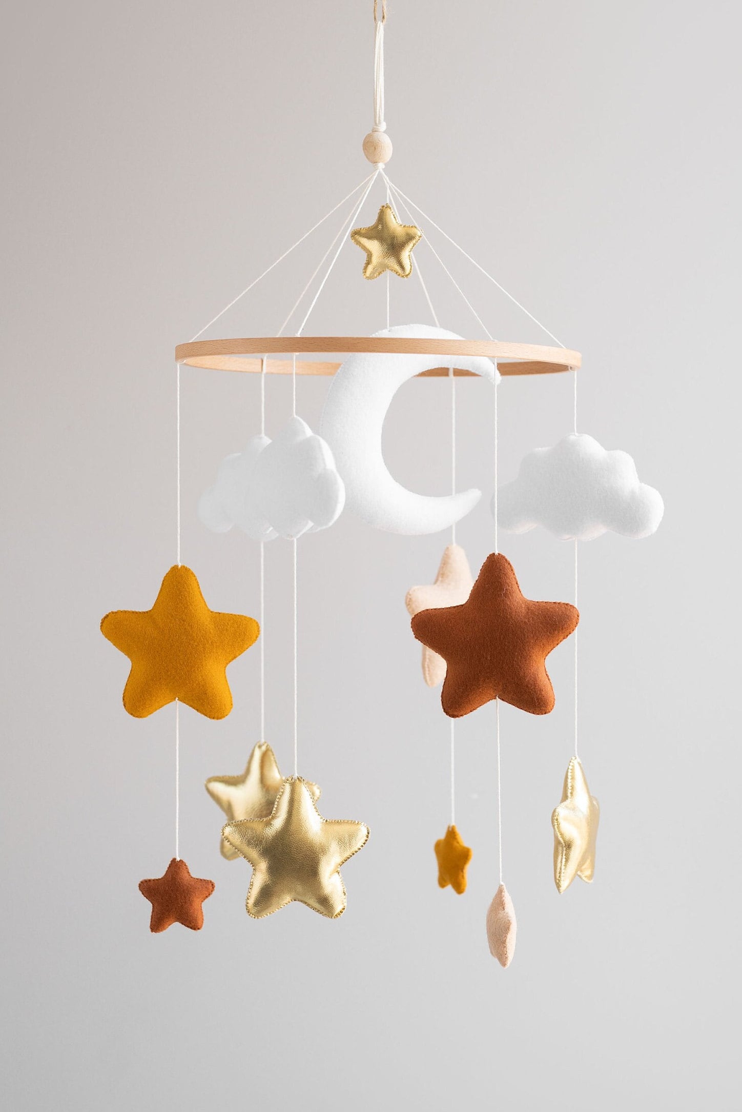 Nursery Mobile, Gold Stars and Moon ,neutral Baby Mobile, Newborn Gift ...