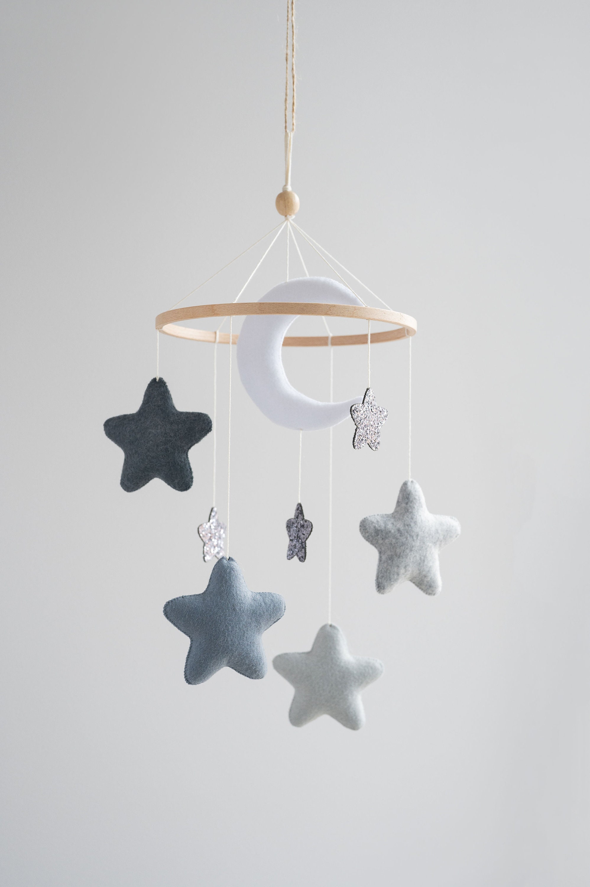 Moon and Stars Baby Mobile, Nursery Decor Neutral, Montessori Mobile ...