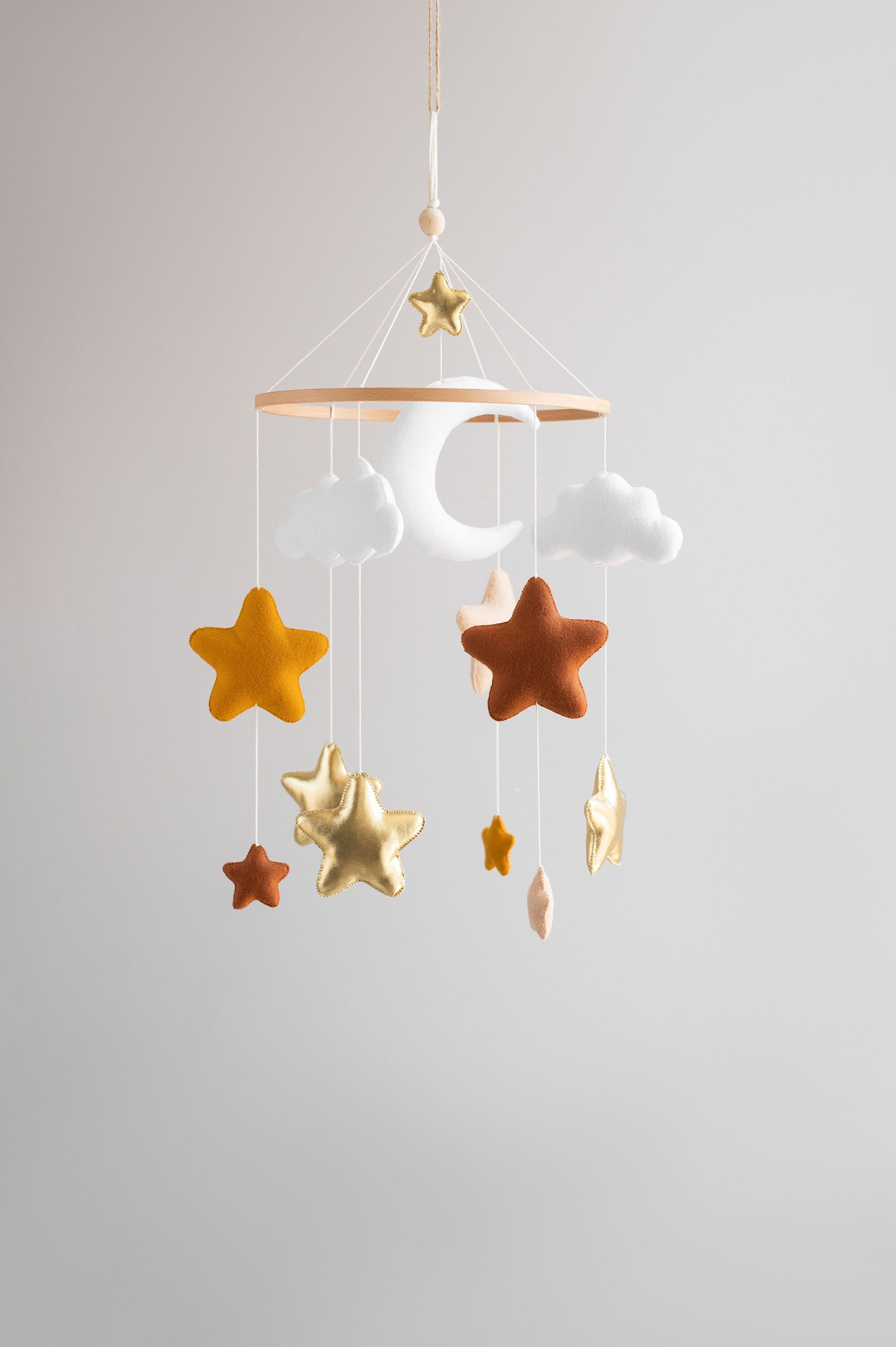 Nursery Mobile, Gold Stars and Moon ,neutral Baby Mobile, Newborn Gift ...