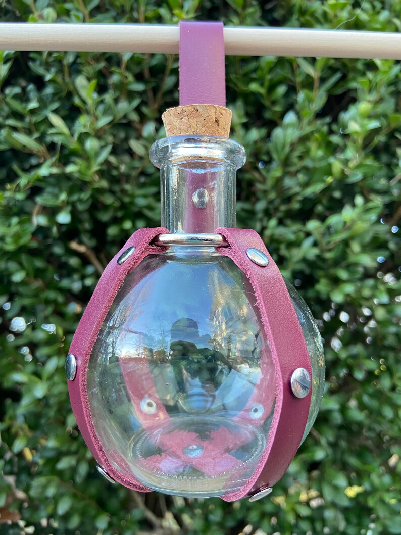 Leather and Glass Potion Bottle New Colors - Etsy