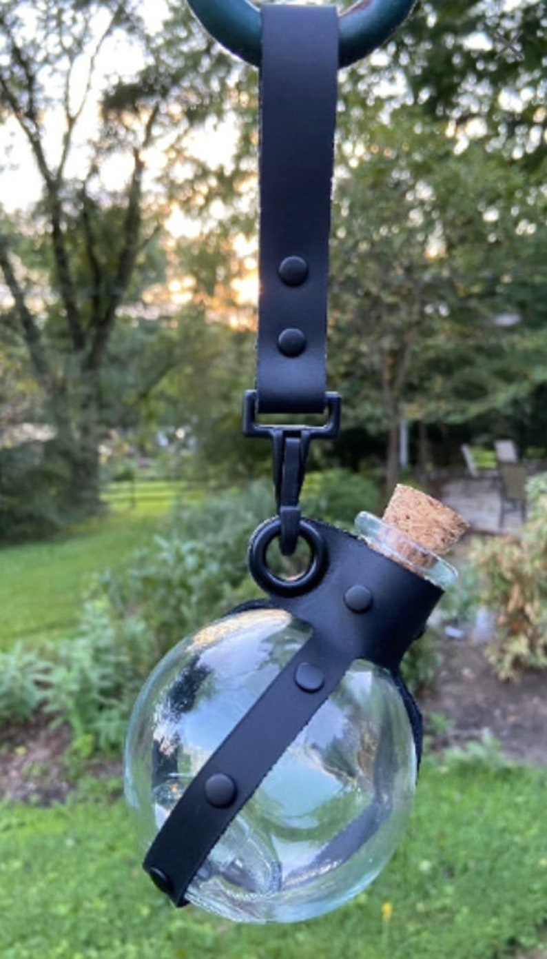 Leather and Glass Potion Bottle With Lanyard Hook - Etsy