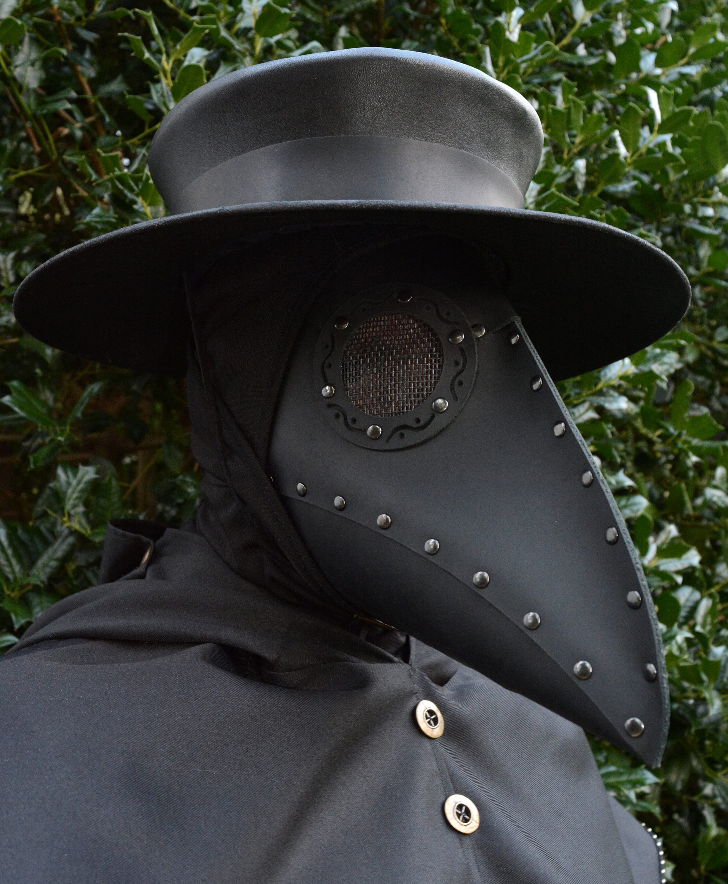 Leather Plague Doctor Mask With Gun Metal Rivets and Squiggle Accents ...