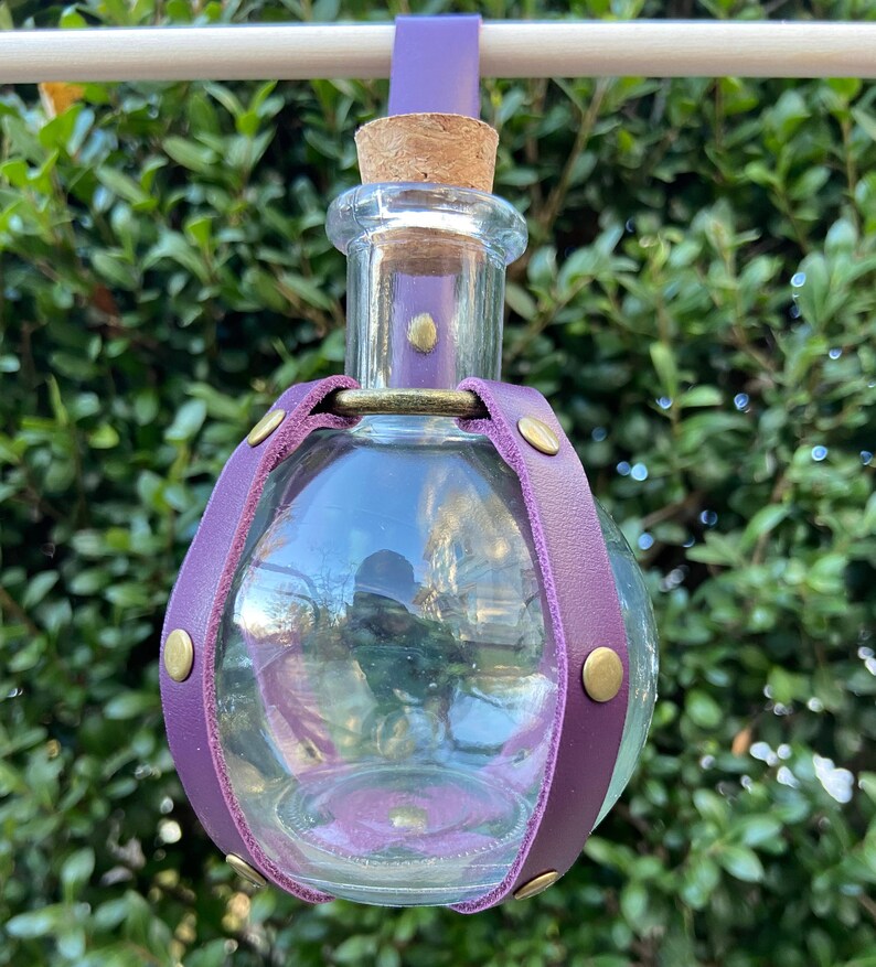 Leather and Glass Potion Bottle New Colors - Etsy