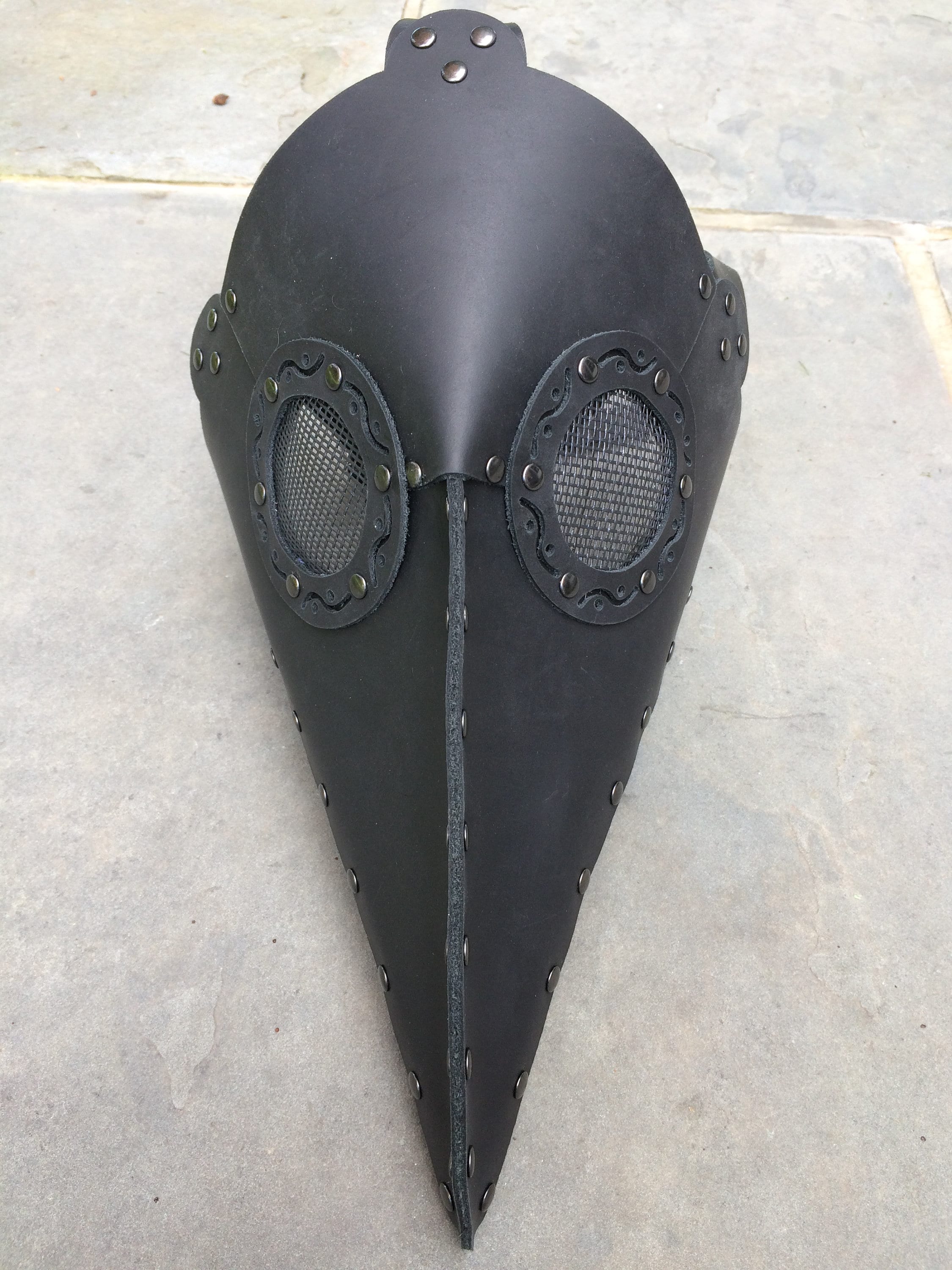 Leather Plague Doctor Mask With Gun Metal Rivets and Squiggle Accents ...