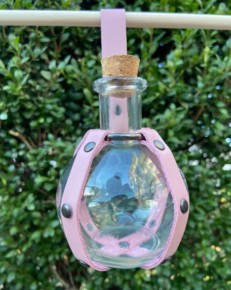 Leather and Glass Potion Bottle New Colors - Etsy