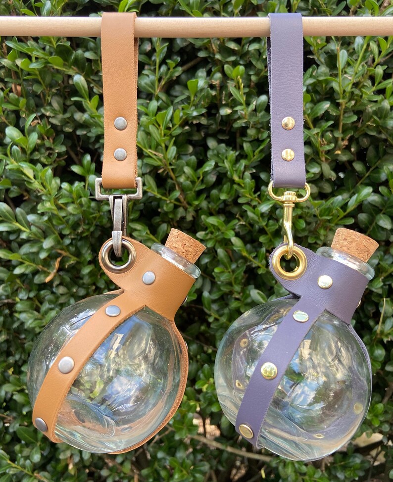 Leather and Glass Potion Bottle With Lanyard Hook - Etsy