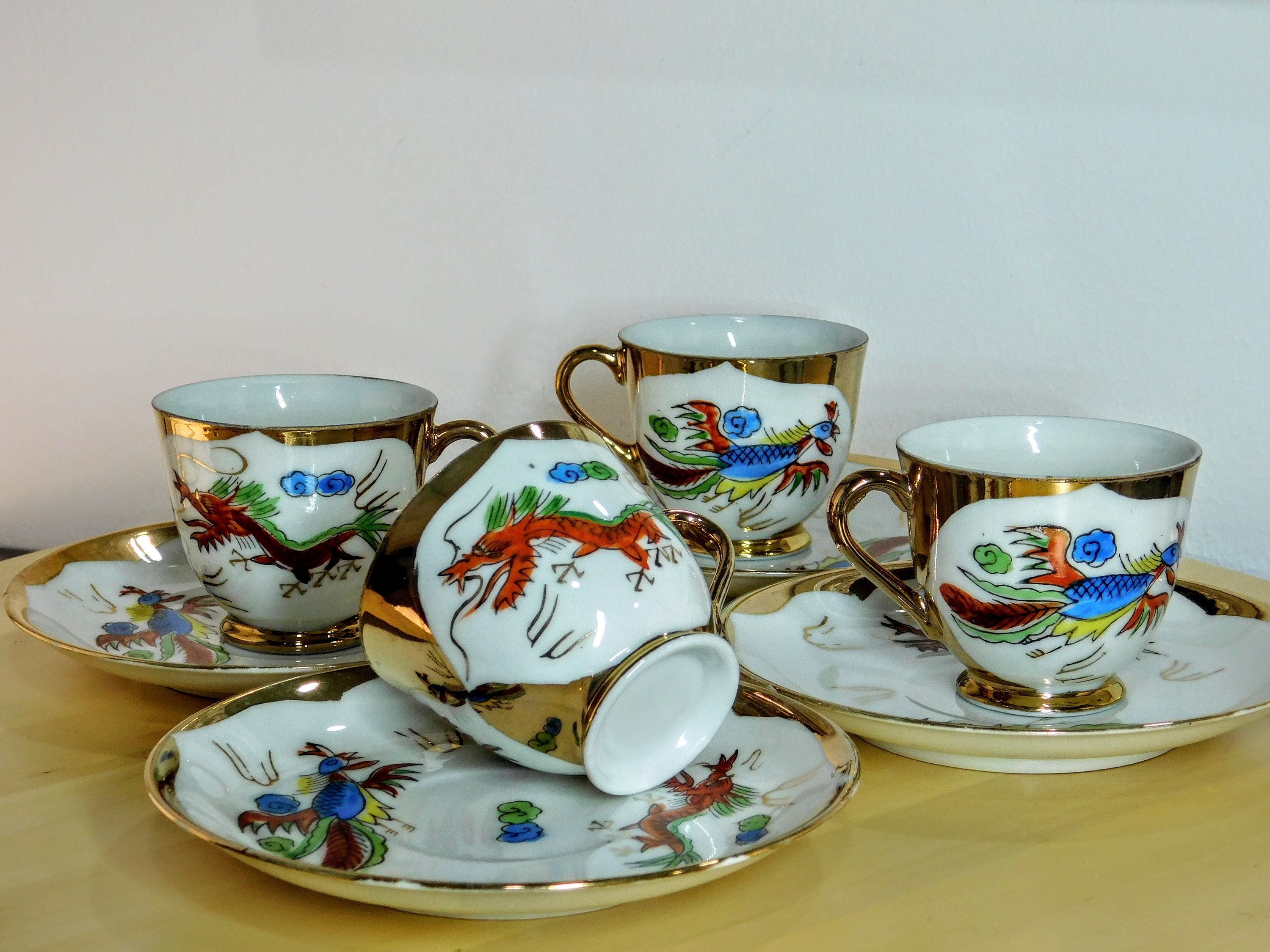 Vintage Japanese Coffee Set in Pattern Porcelain Dragon and | Etsy