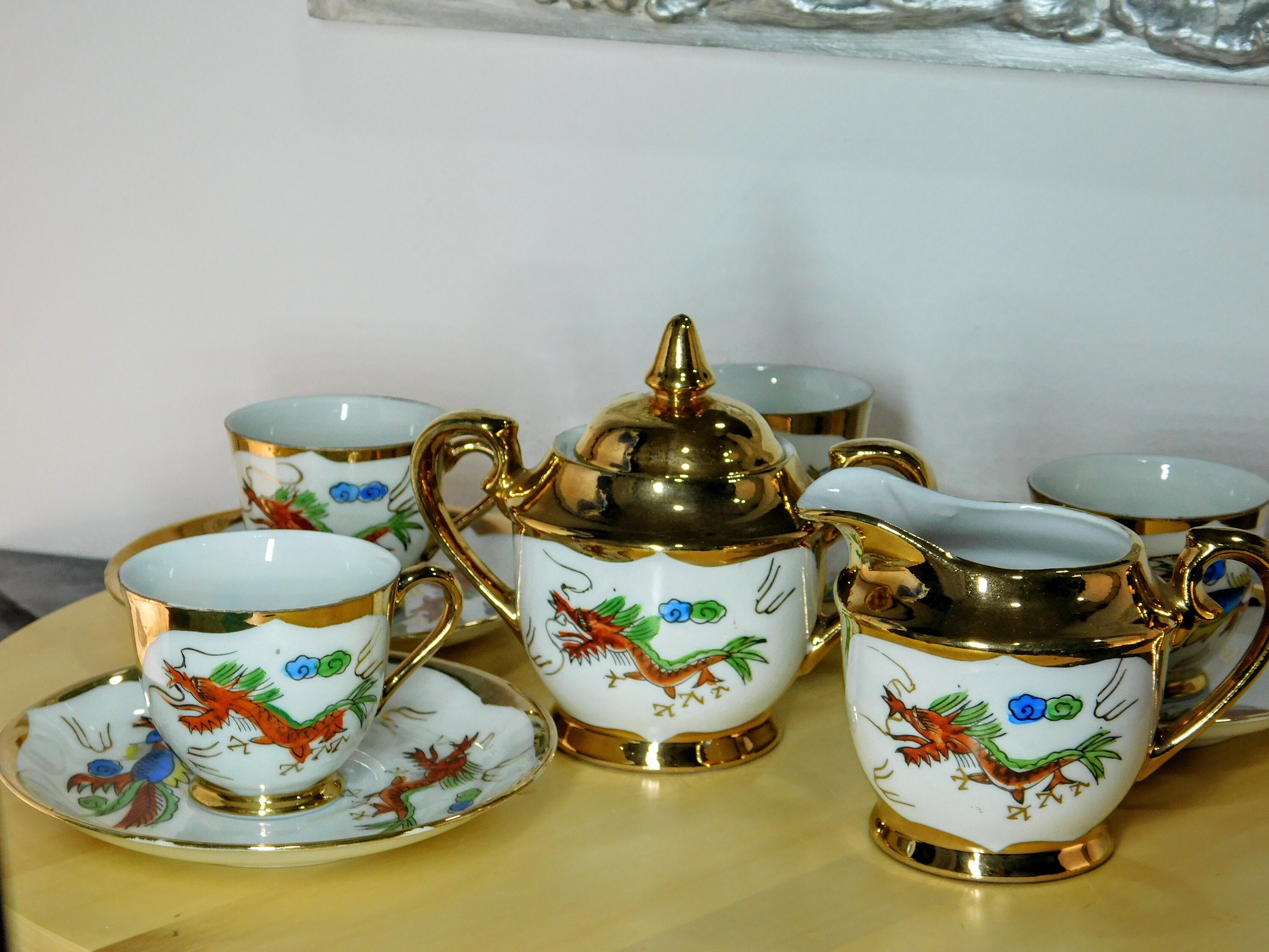Vintage Japanese Coffee Set in Pattern Porcelain Dragon and | Etsy