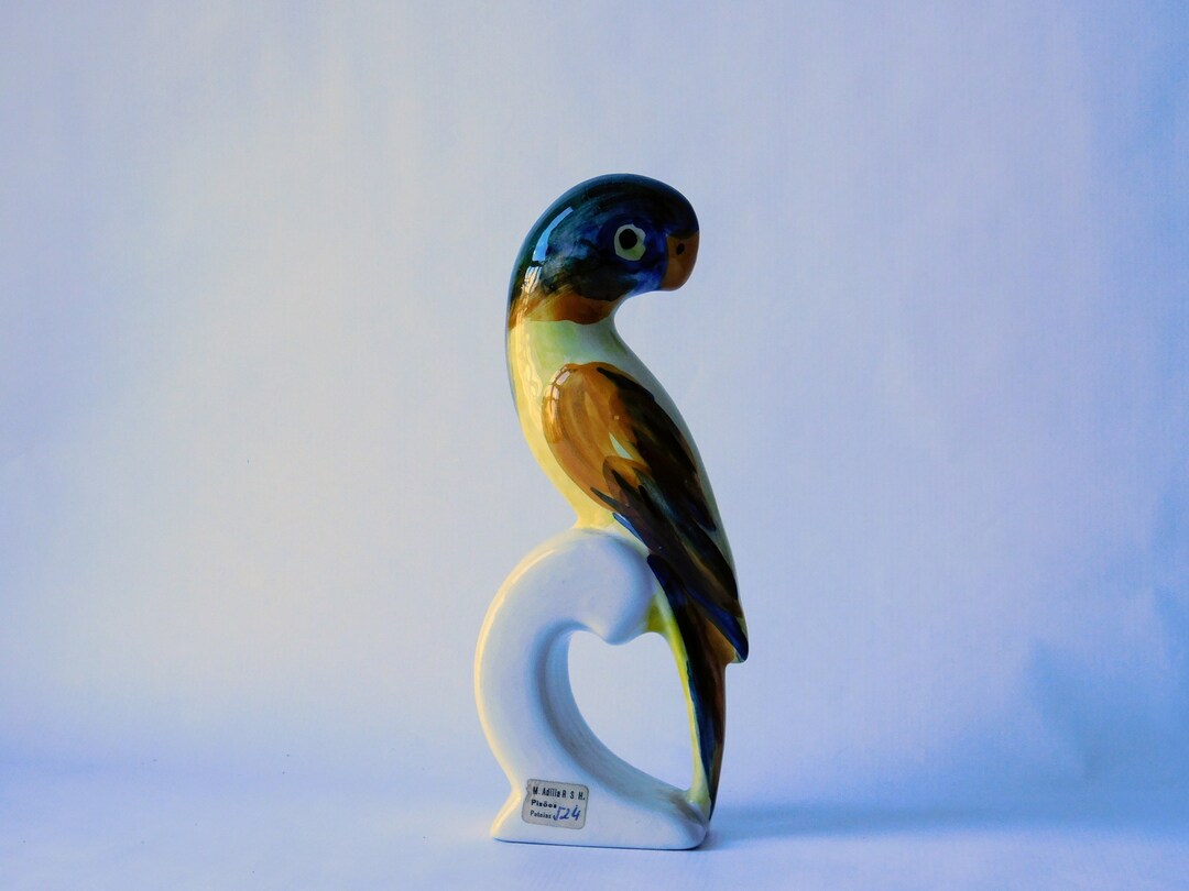 Vintage Art Deco Porcelain Figurine of a Parrot. Hand-painted ...