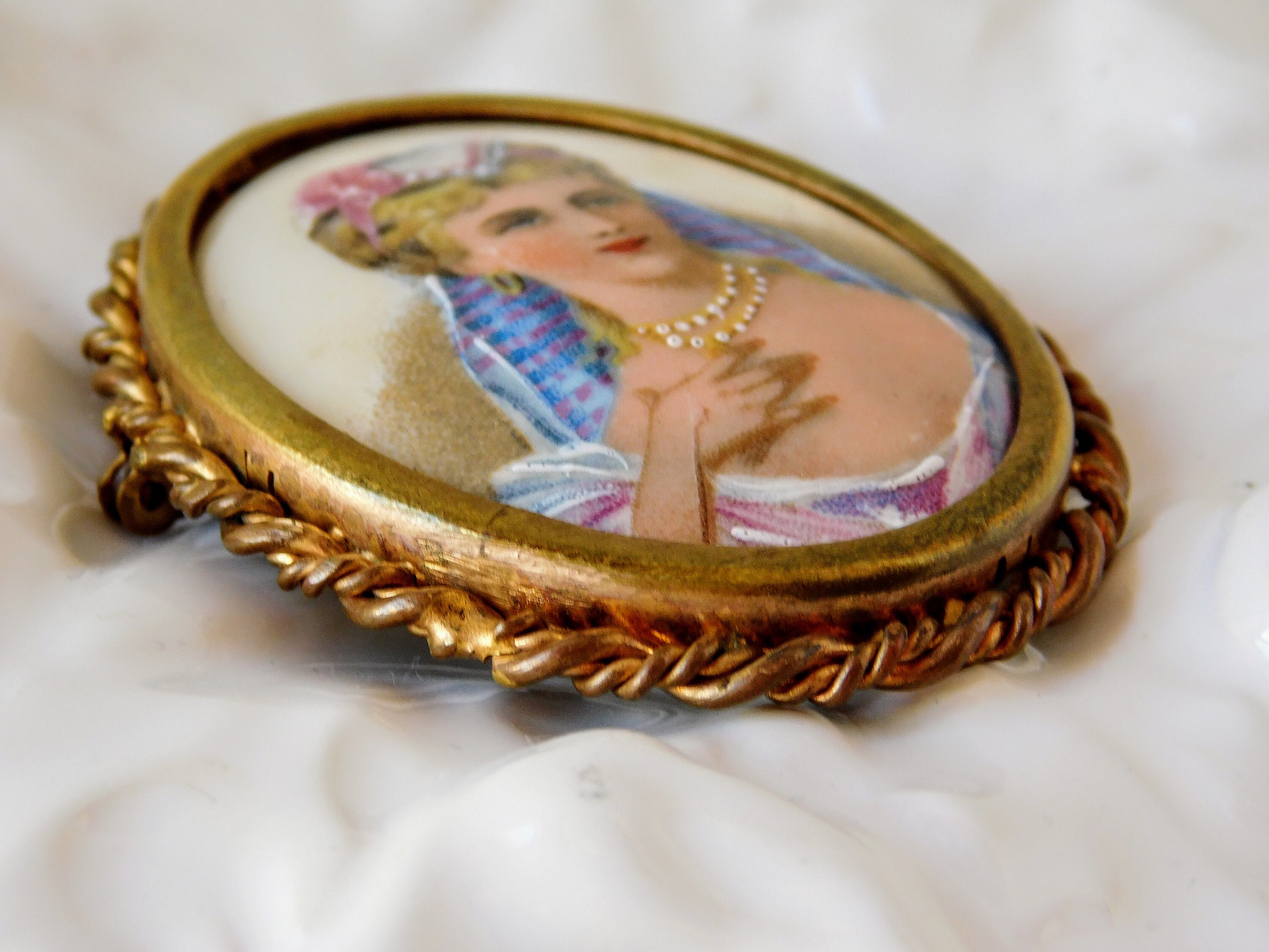Antique French Limoges Hand Painted Portrait Brooch. Vintage - Etsy