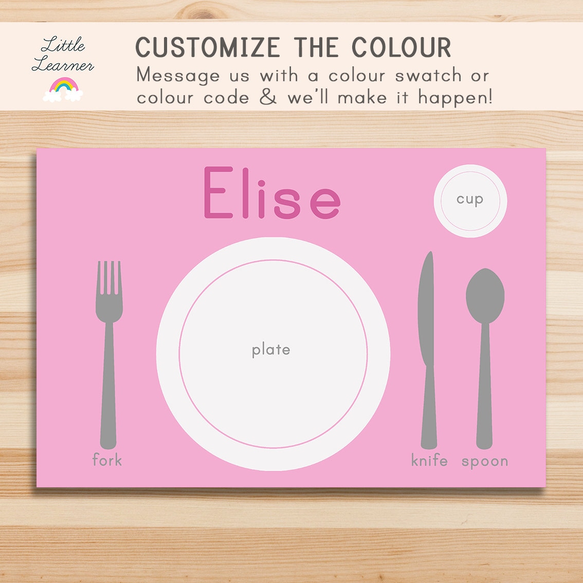Personalized Name Kids Printable Placemat | 11 X 17 Montessori Placemat ...