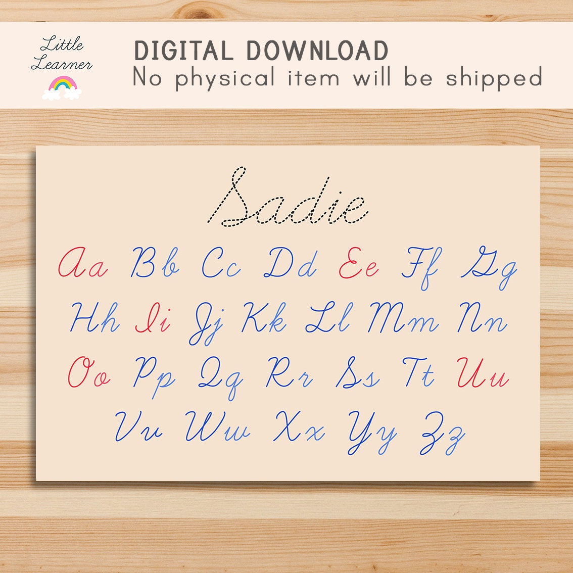 Learning to Cursive Write Printable Placemat for Kids | Cursive ...