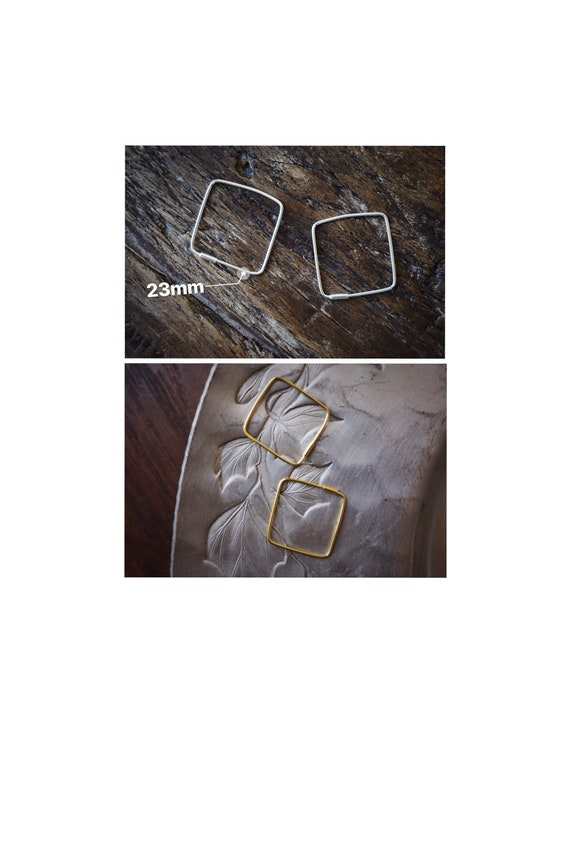 Sterling silver Square hoops/Gold square hoop earrings/14k | Etsy