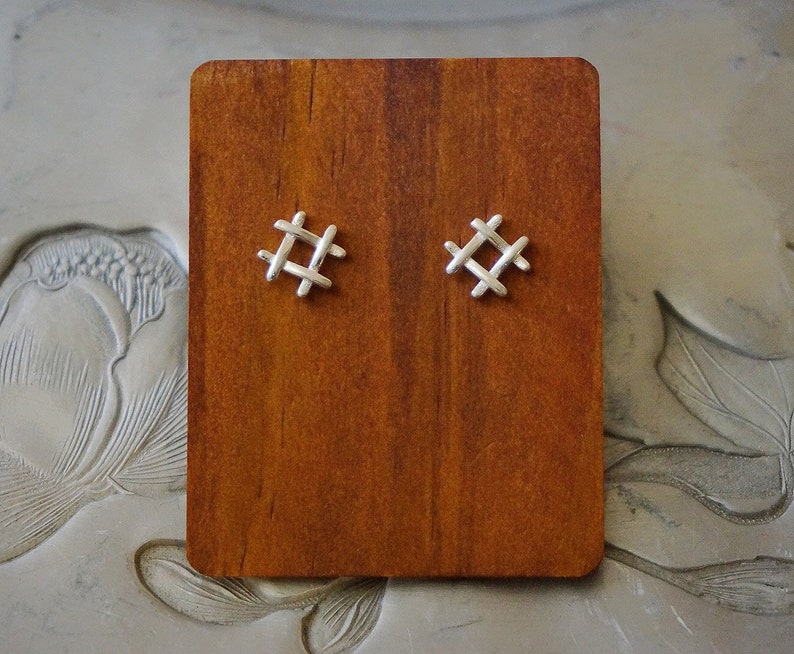 Sterling Silver Hashtag Stud Earrings/hashtag Earring/#sign Studs ...