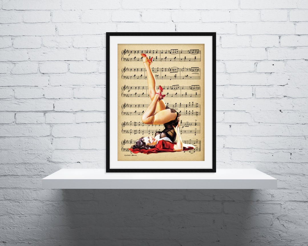 Pin up Girl Upcycled Music Sheet, A4, Pin up Poster, Pin up Girl Print ...