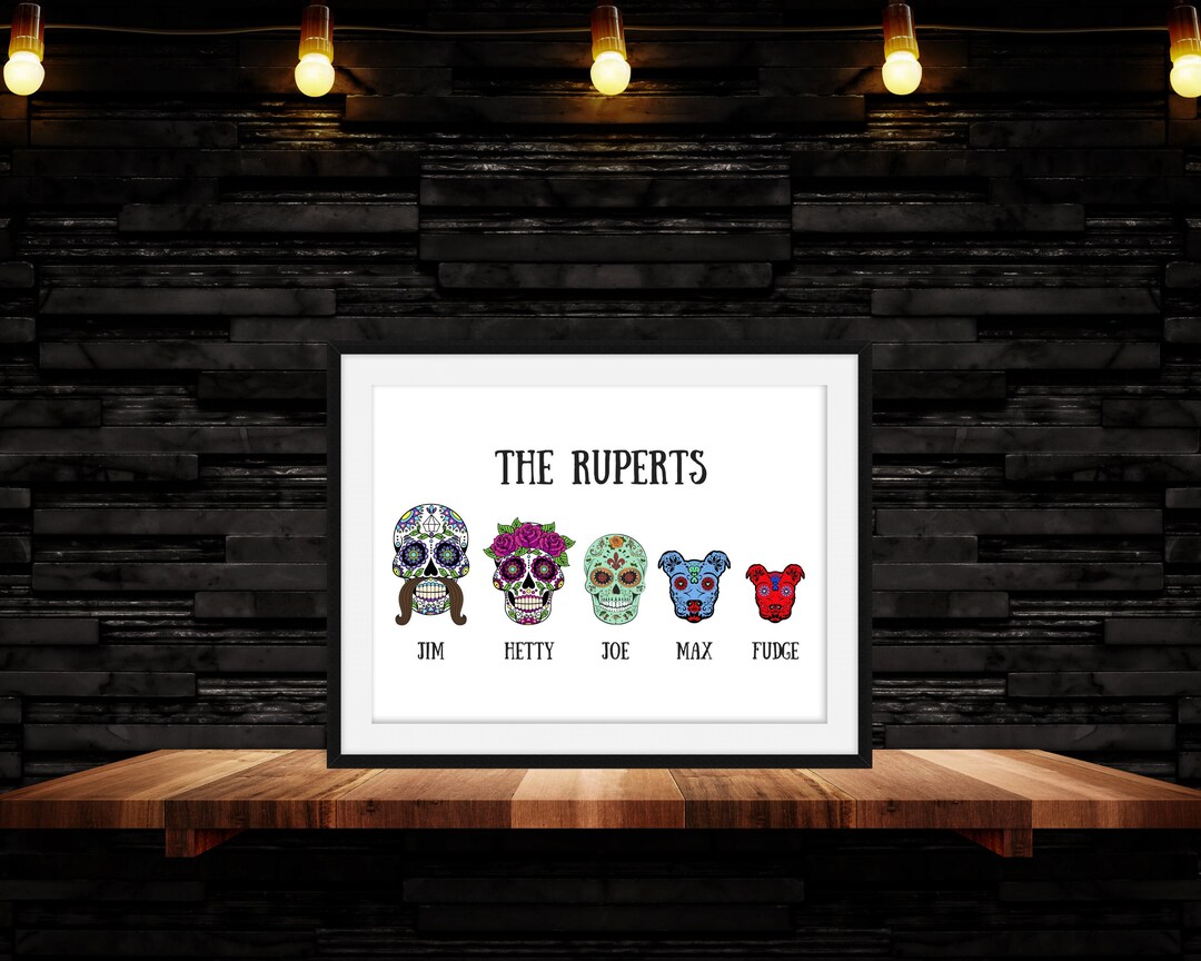 Custom Family Tree Skull Pictures Skull Wall Decor Personalized Family ...