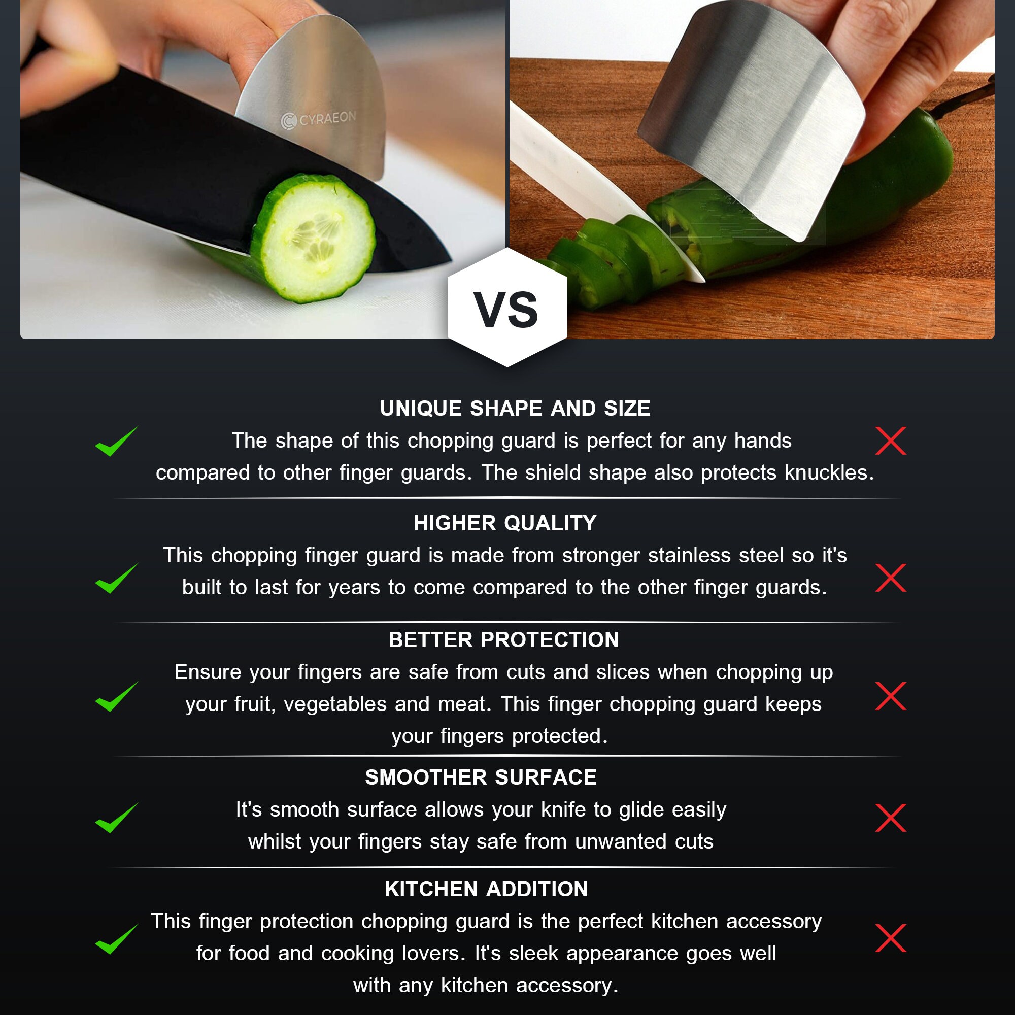 Cyraeon Chopping Finger Guard, Cut Protection, Stainless Steel Finger ...