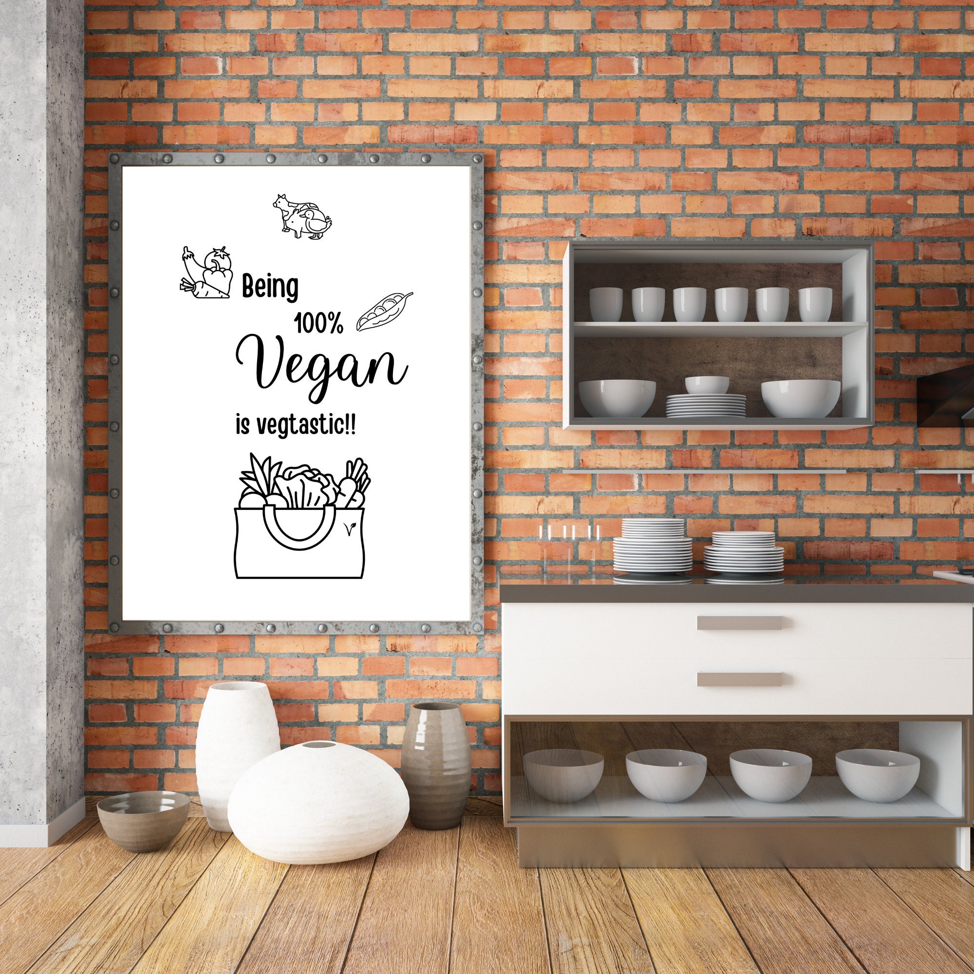 Vegan Kitchen Quote, Digital Art, Digital Print, Vegan Art, Kitchen ...