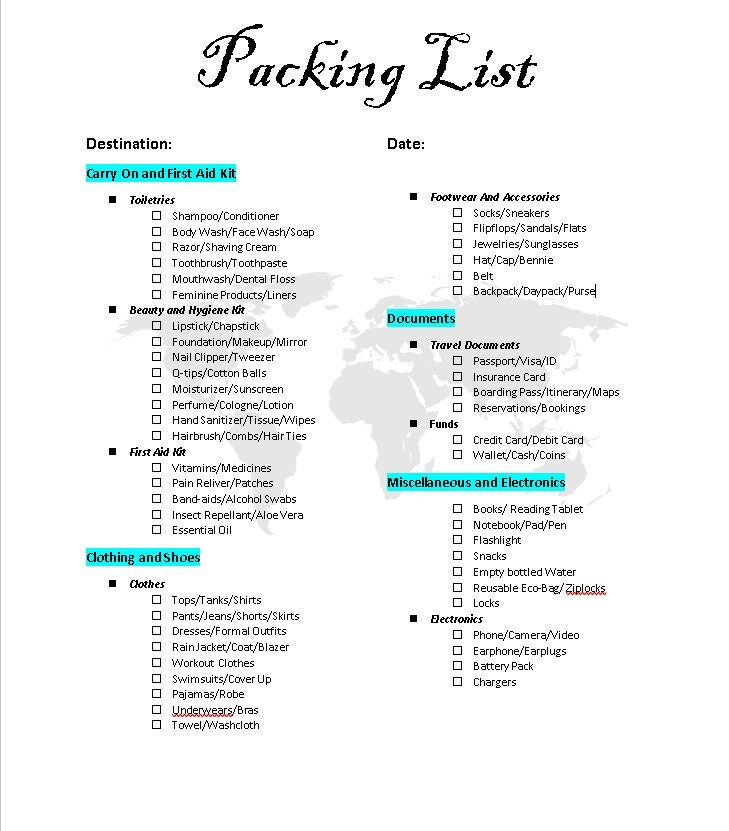 Packing List - Etsy
