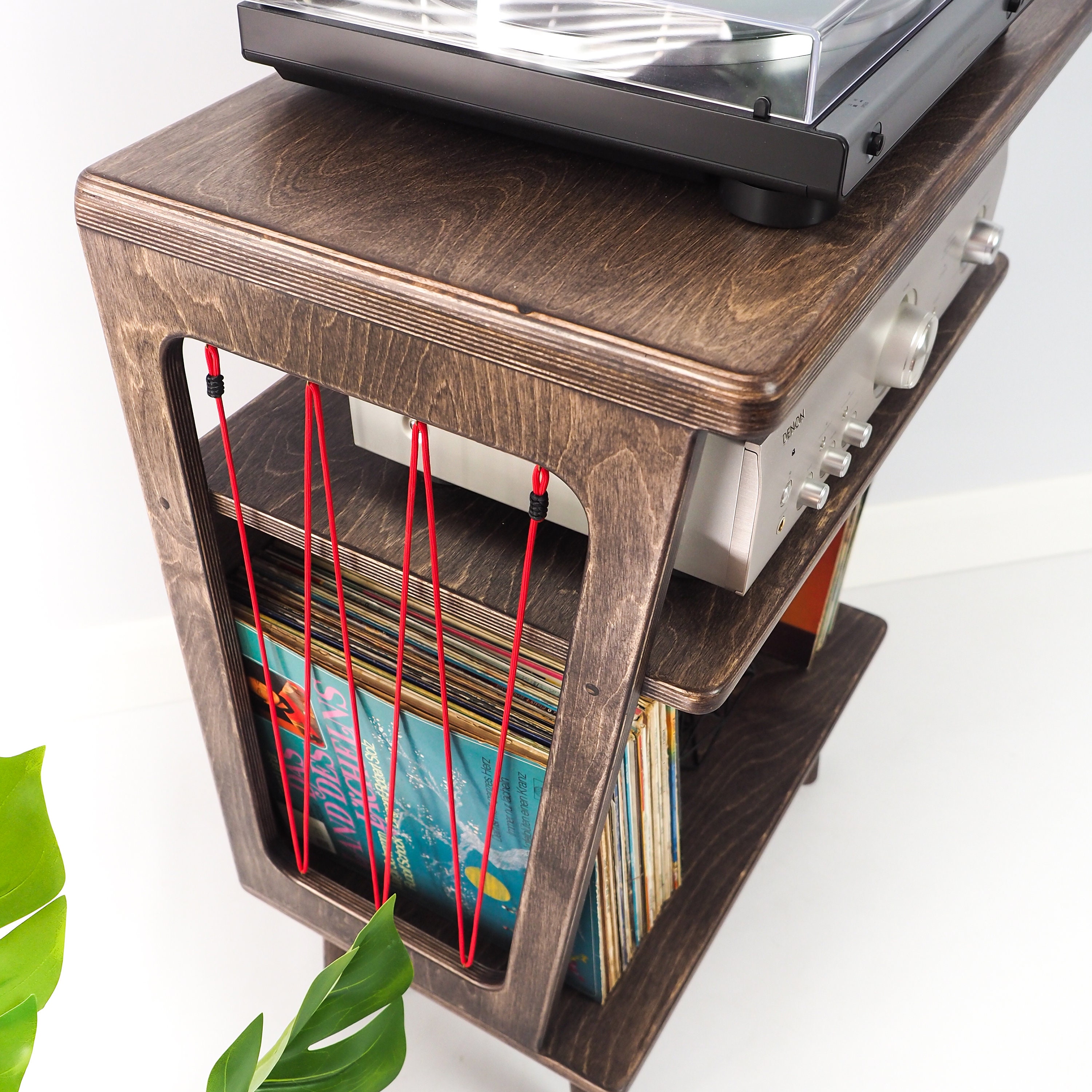 Mid Century Modern Turntable Stand, Wooden Record Player Table, Vinyl ...