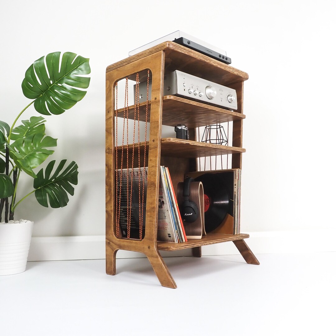 Retro Turntable Stand With Shelf for an Amplifier / Record Player Stand ...