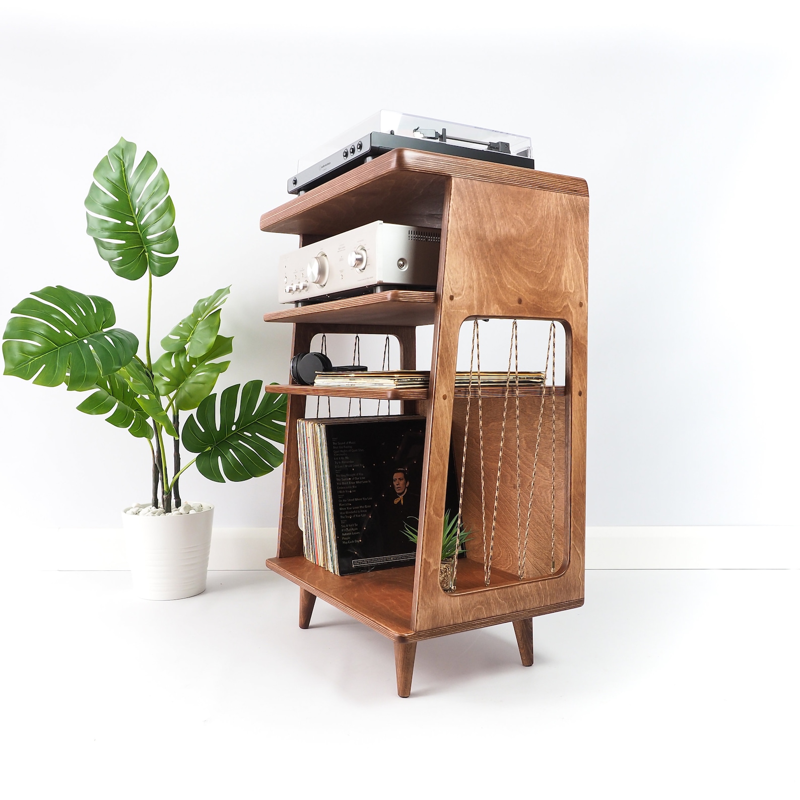 Mid Century Modern Record Player Table / Vinyl Records Storage - Etsy