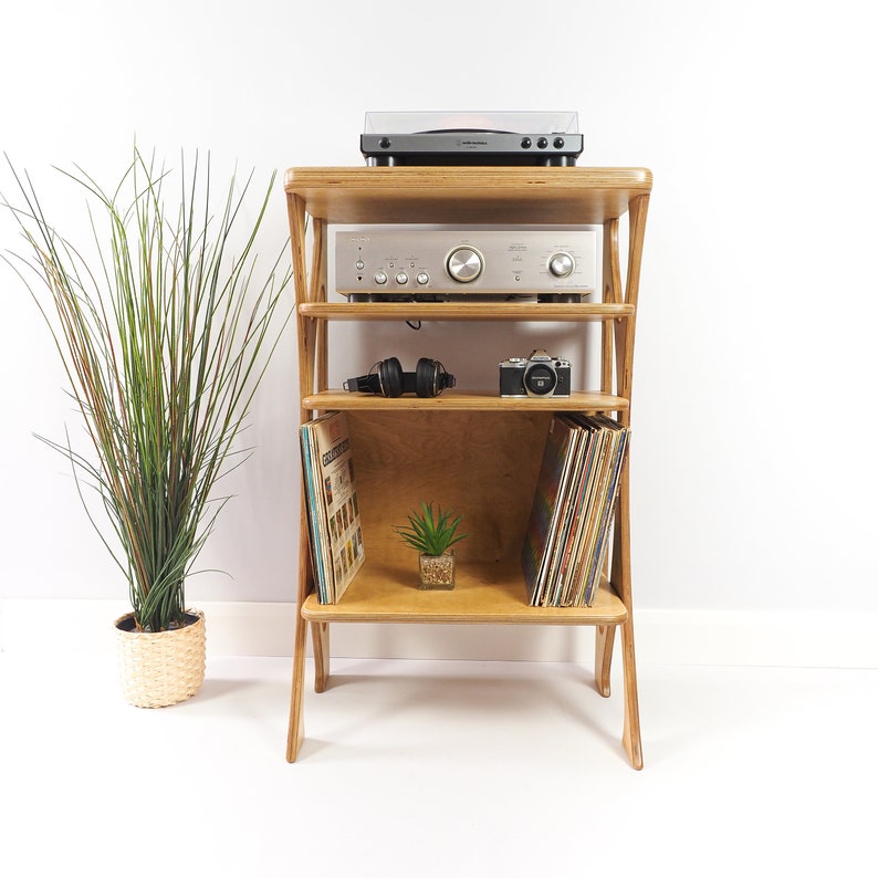 Mid Century Modern Turntable Stand, Wooden Record Player Table, Vinyl ...