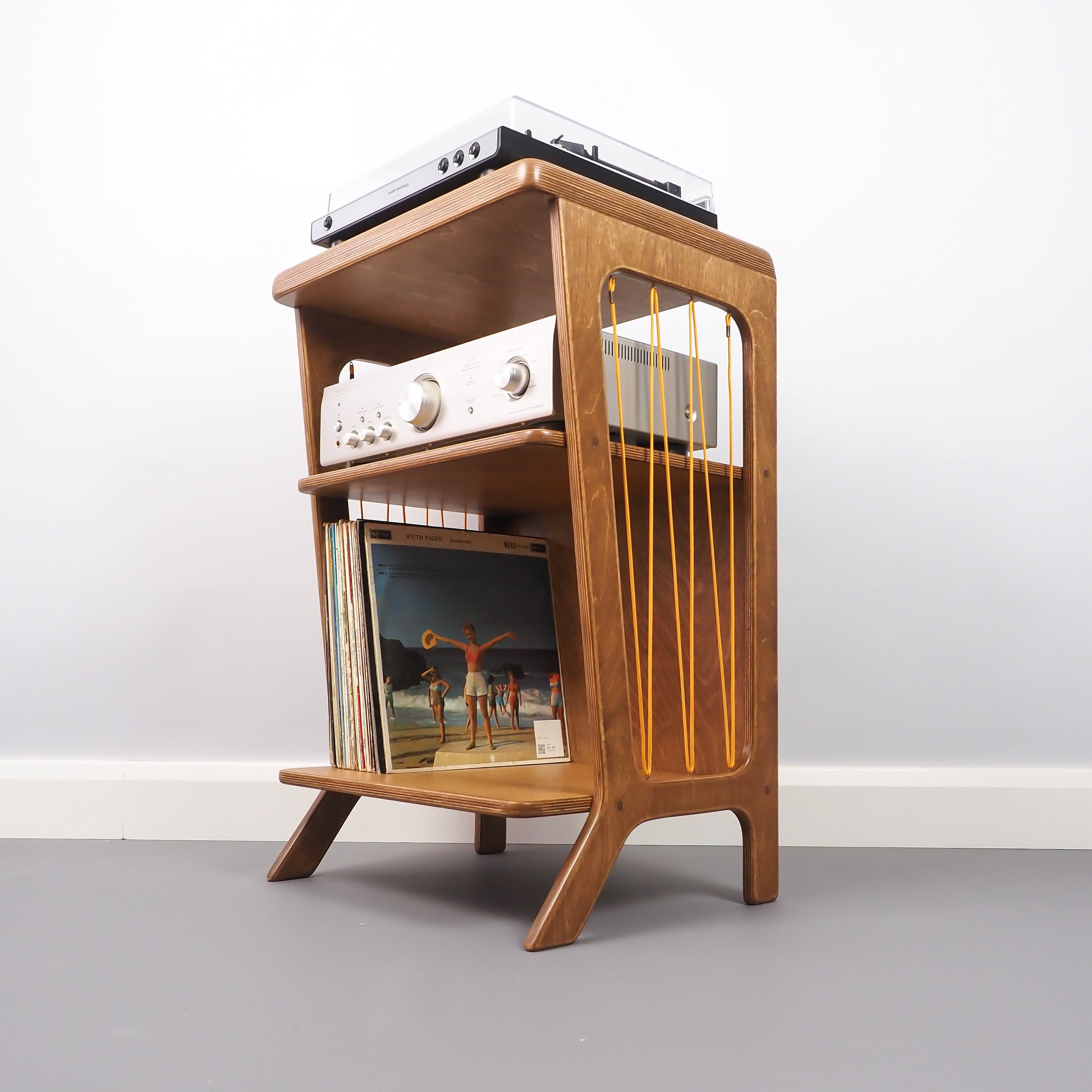 Retro Turntable Stand With Shelf for an Amplifier / Record Player Stand ...