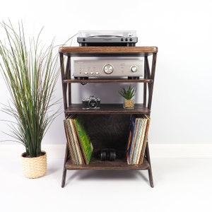 Mid Century Modern Record Player Table / Vinyl Records Storage Unit ...