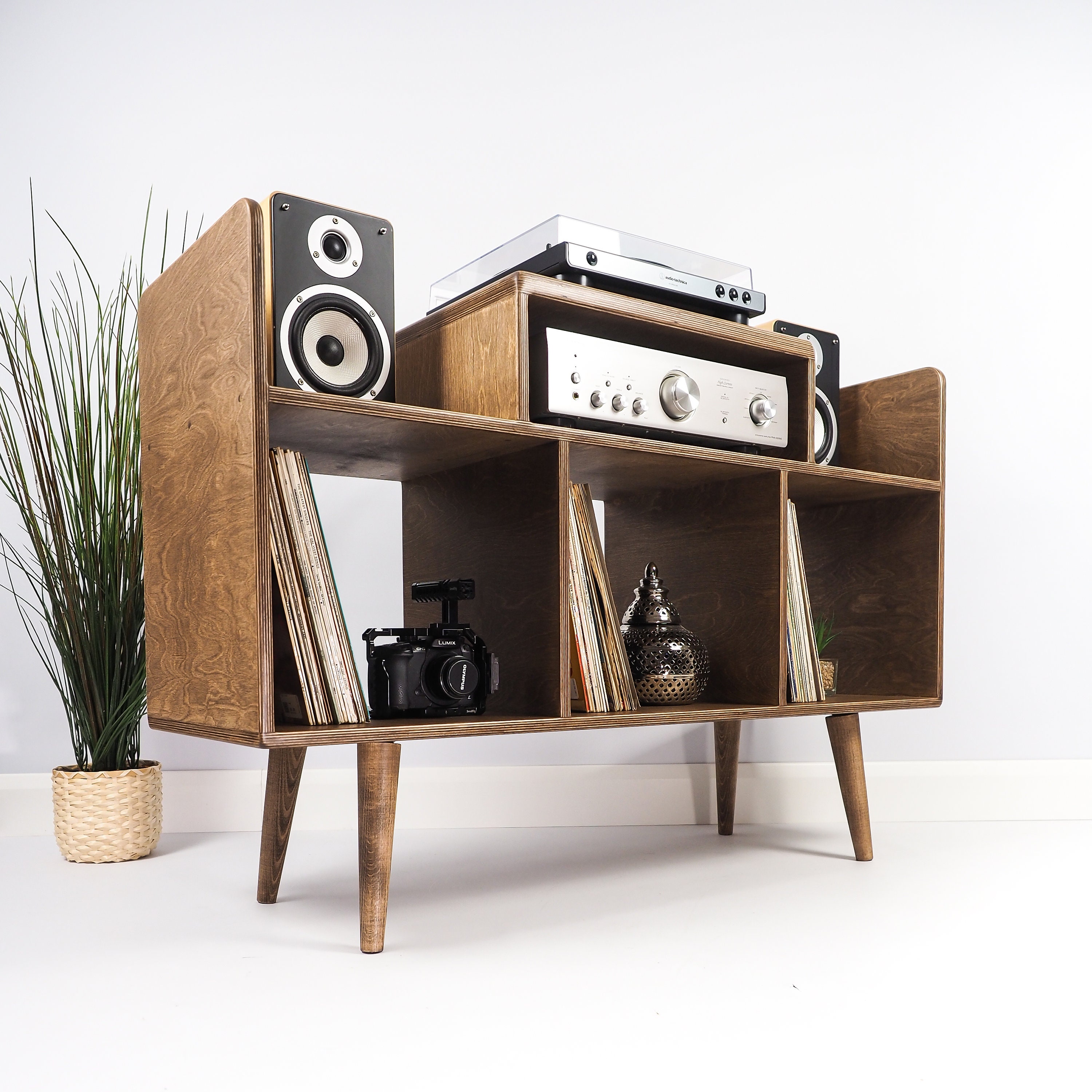 Modern Record Player Stand, Vinyl Storage, Records Display, Turntable ...