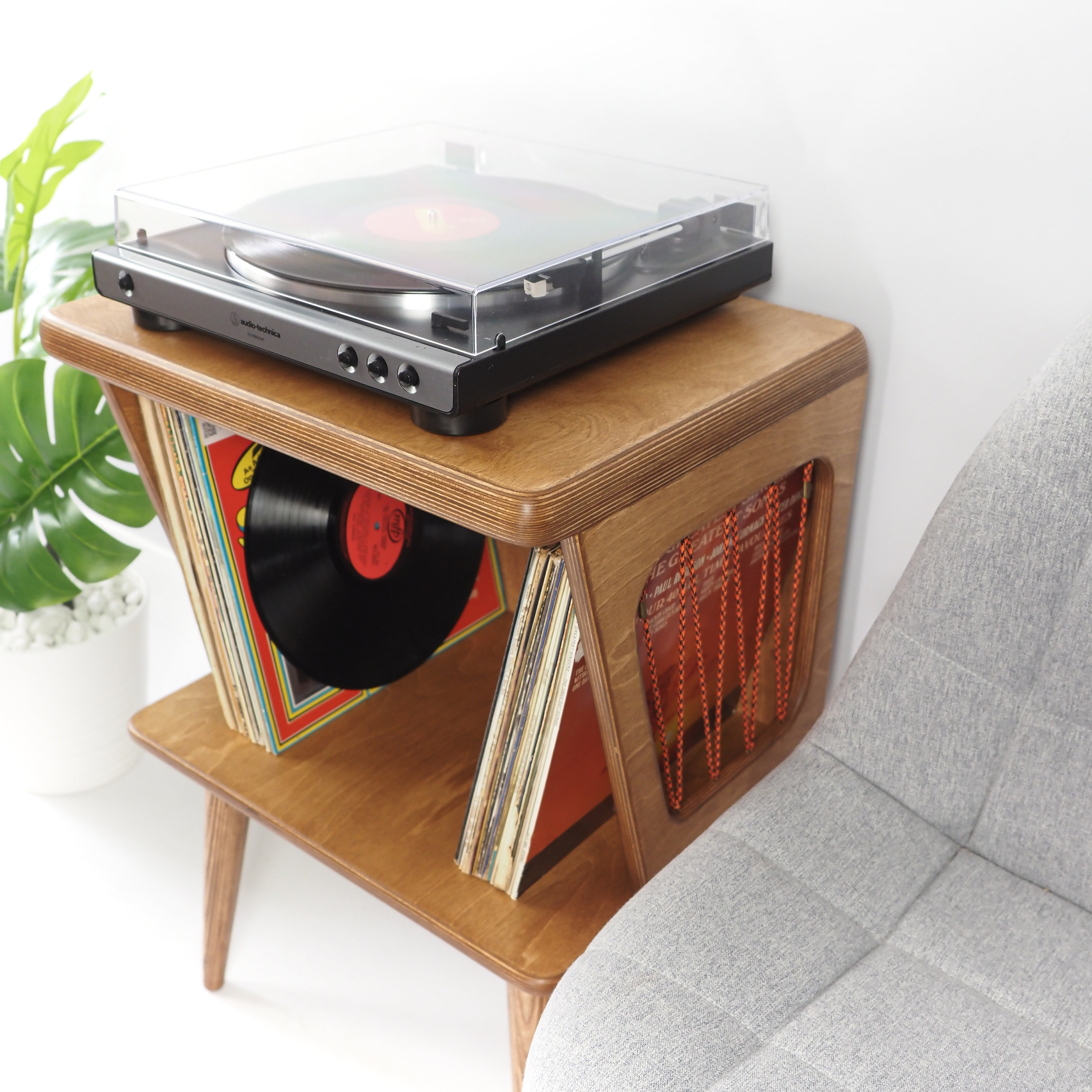 Retro Turntable Stand / Mid Century Style Record Player Stand /wooden ...
