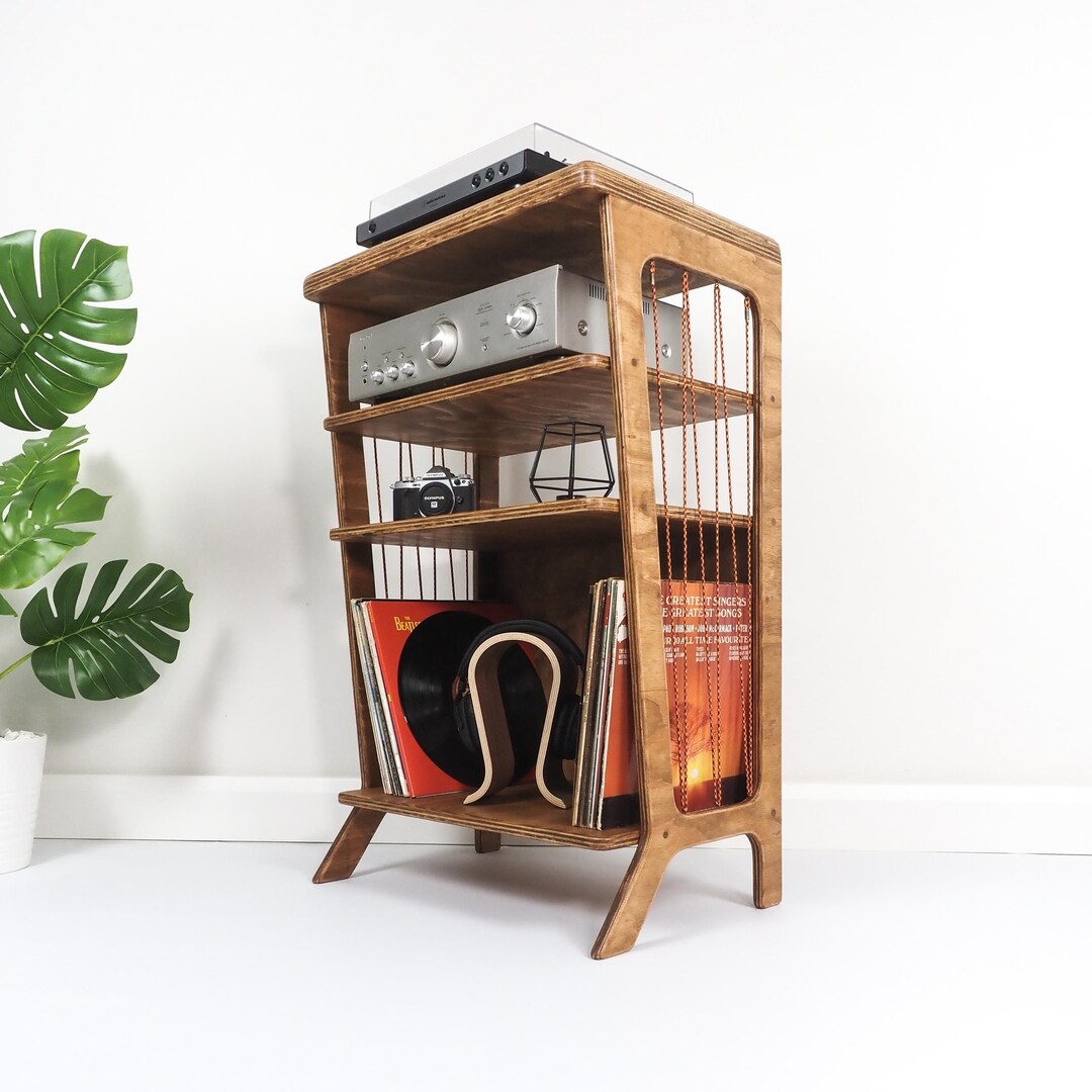 Retro Turntable Stand With Shelf for an Amplifier / Record Player Stand ...