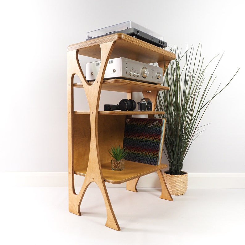 Mid Century Modern Turntable Stand, Wooden Record Player Table, Vinyl ...