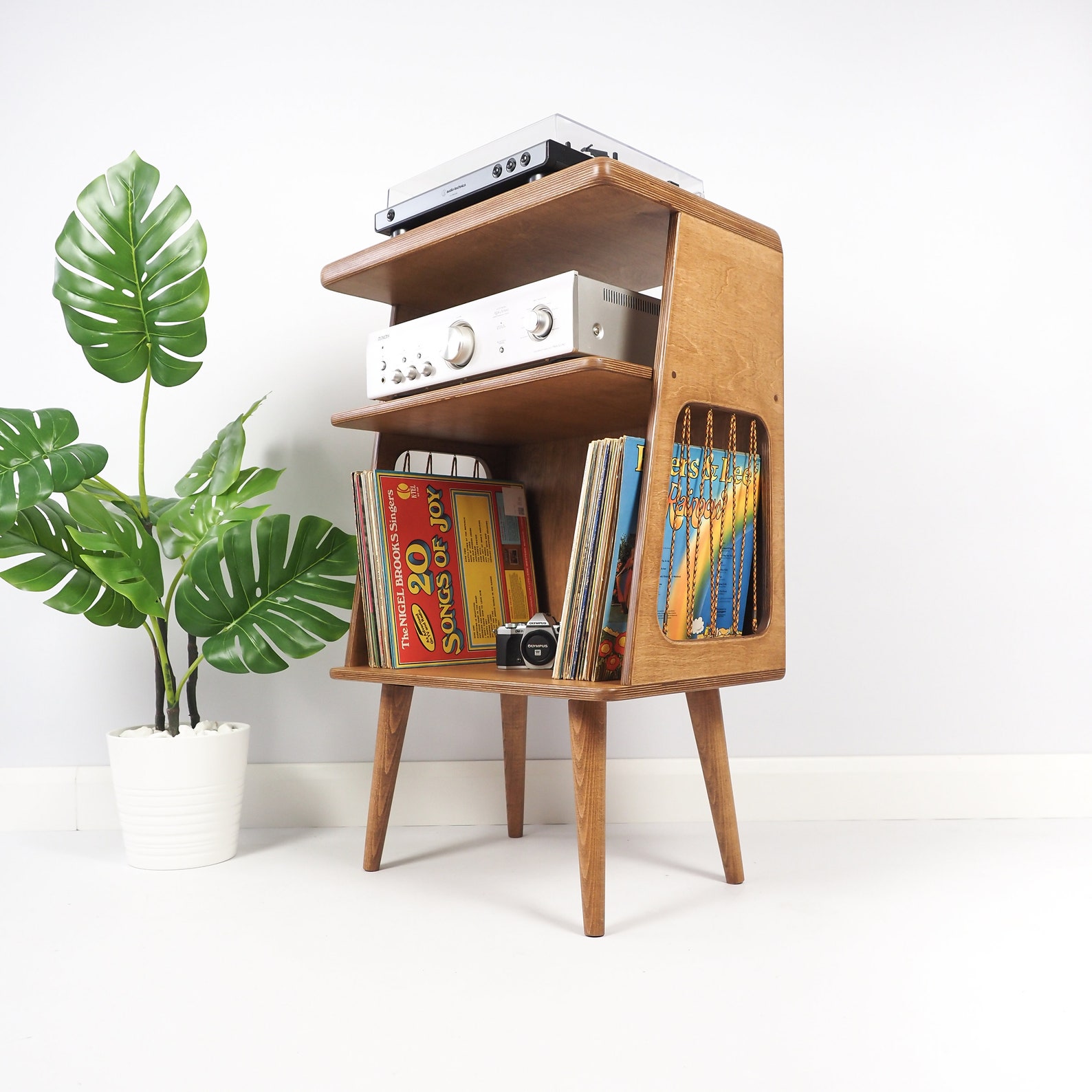 Retro Turntable Stand With Shelf / Mid Century Style Record - Etsy UK
