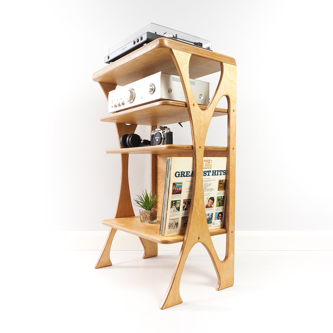 Mid Century Modern Turntable Stand, Wooden Record Player Table, Vinyl ...