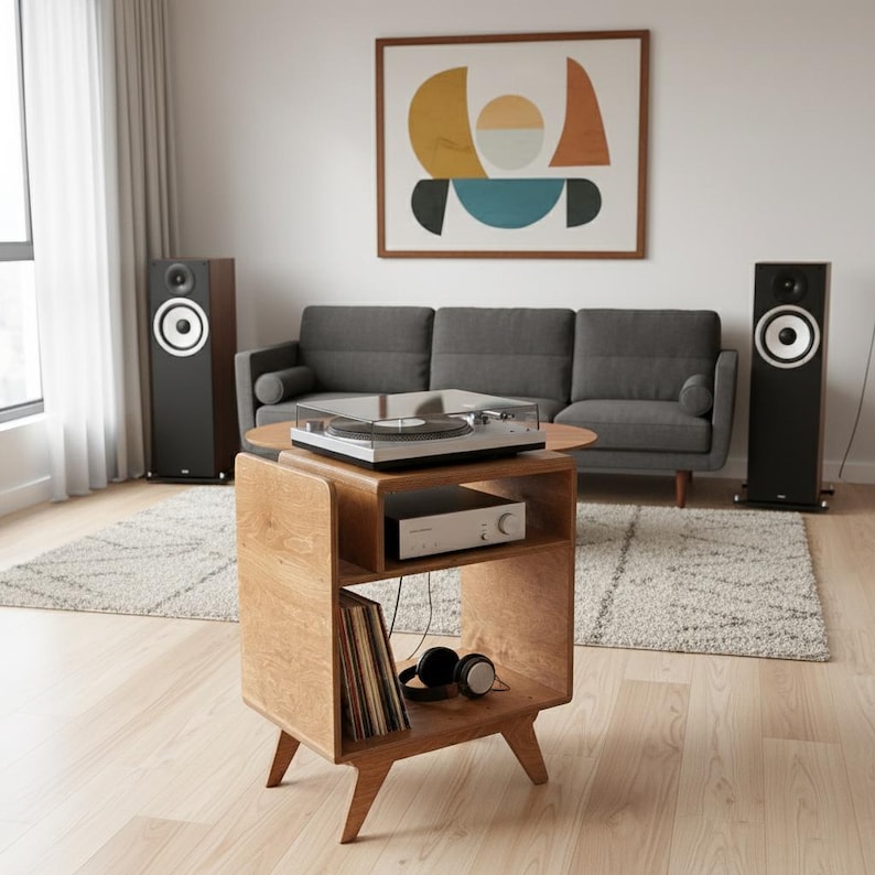 Vinyl Record Turntable Stand , Modern Player Table, Vinyl Storage ...